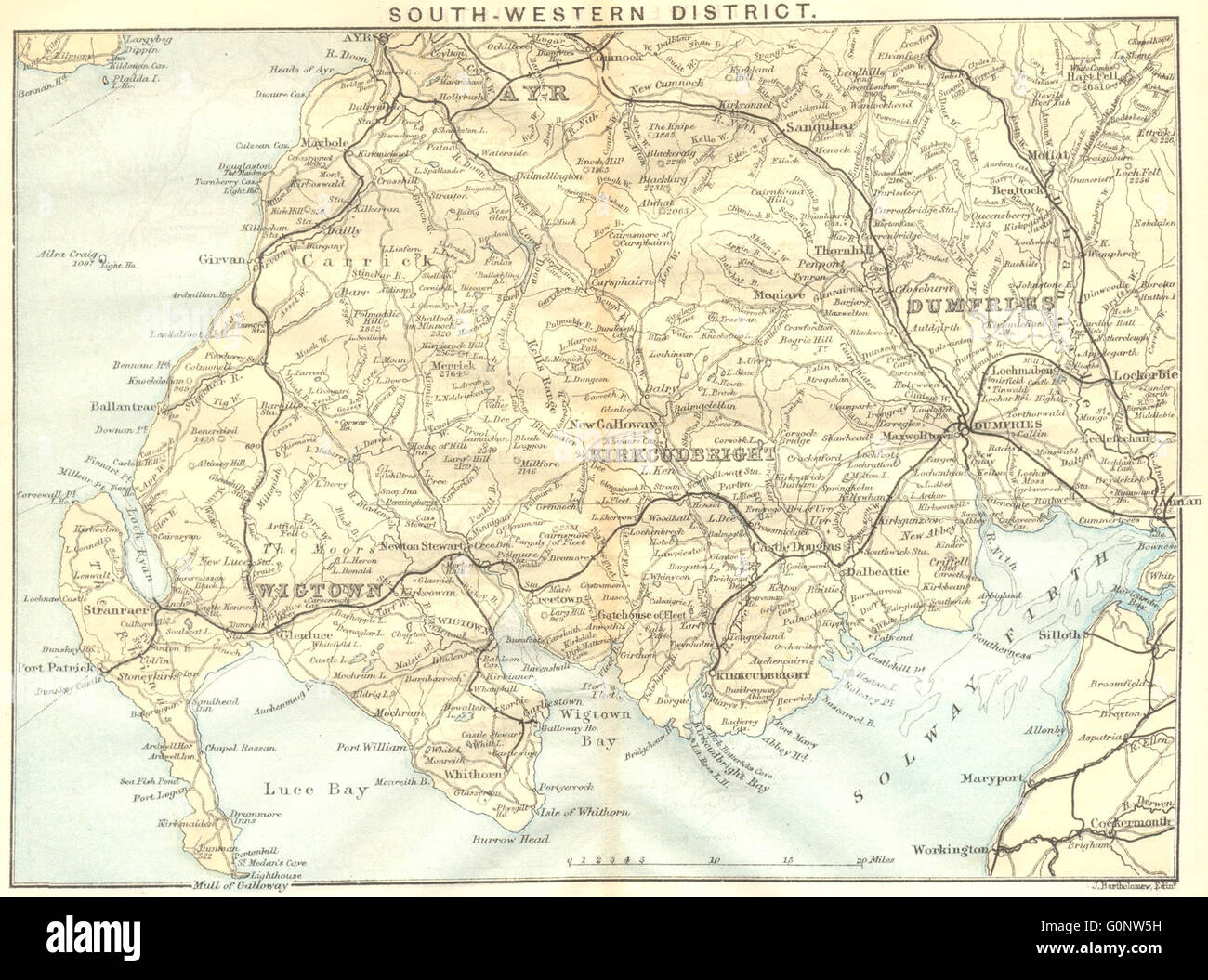 SCOTLAND: South-west District. Wigtown Kirkcudbright Dumfries Ayr, 1887 ...