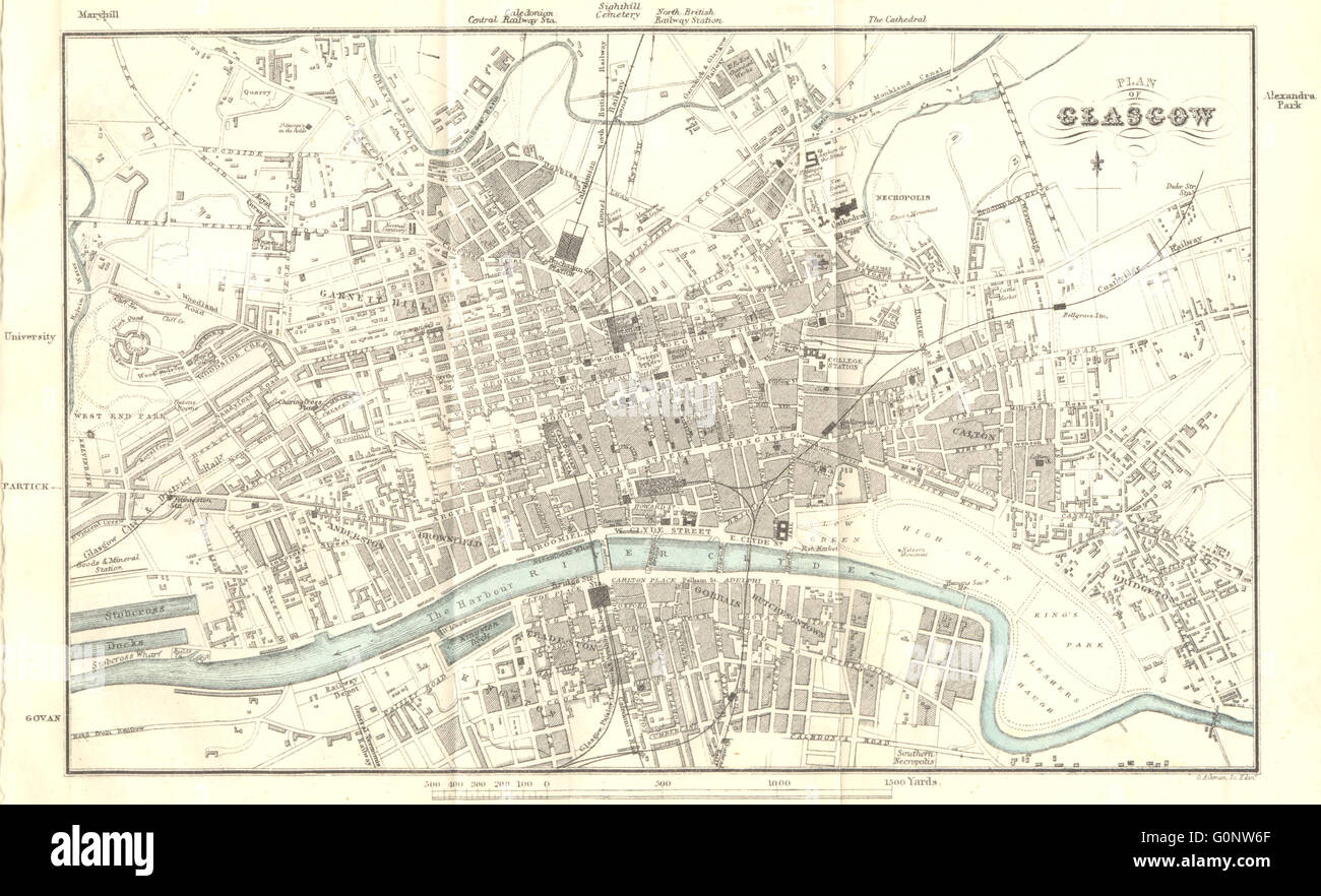 Glasgow vintage town city map hi-res stock photography and images - Alamy