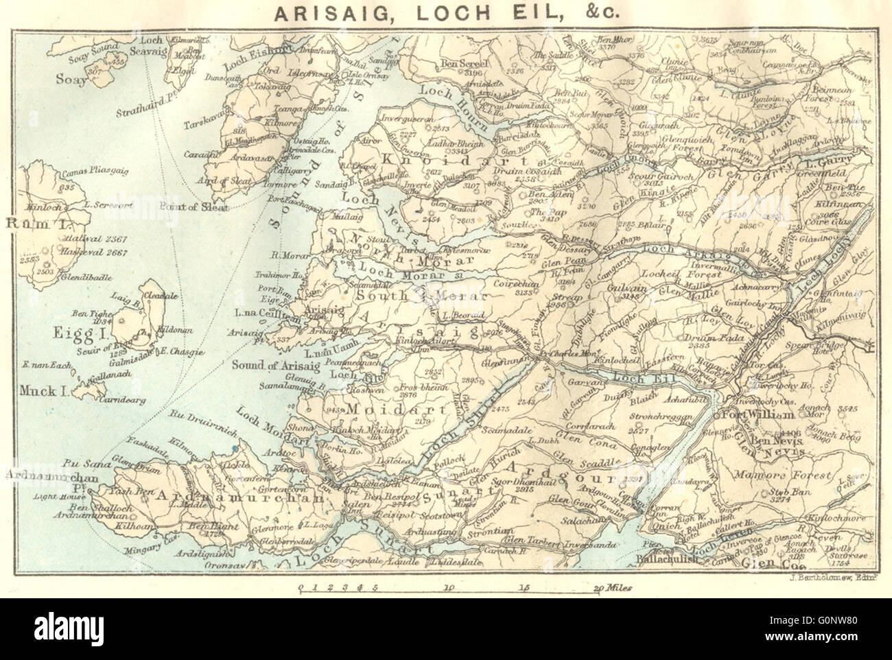 SCOTLAND: Arisaig, Loch Eil, 1887 antique map Stock Photo - Alamy
