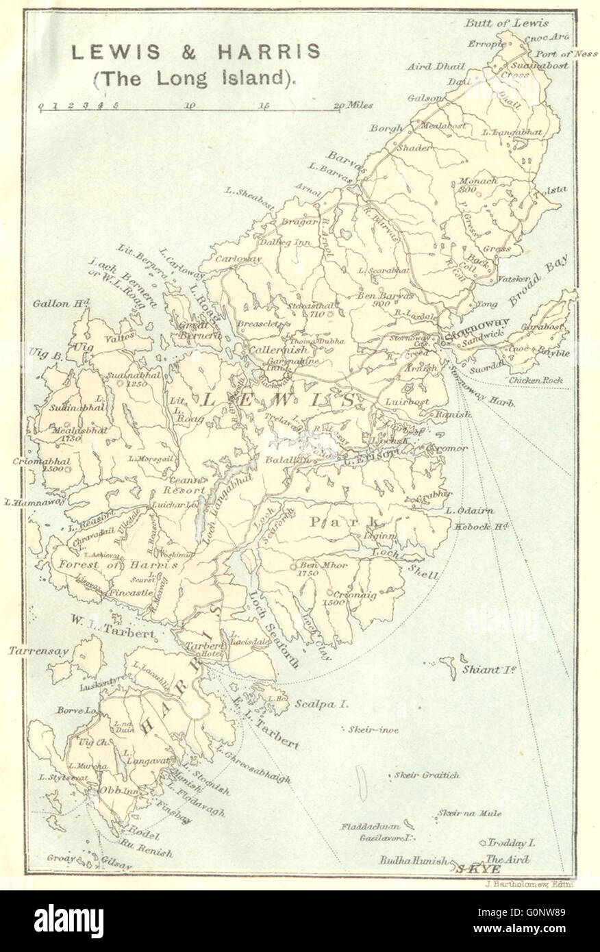 SCOTLAND: Lewis & Harris (The Long Island), 1887 antique map Stock ...
