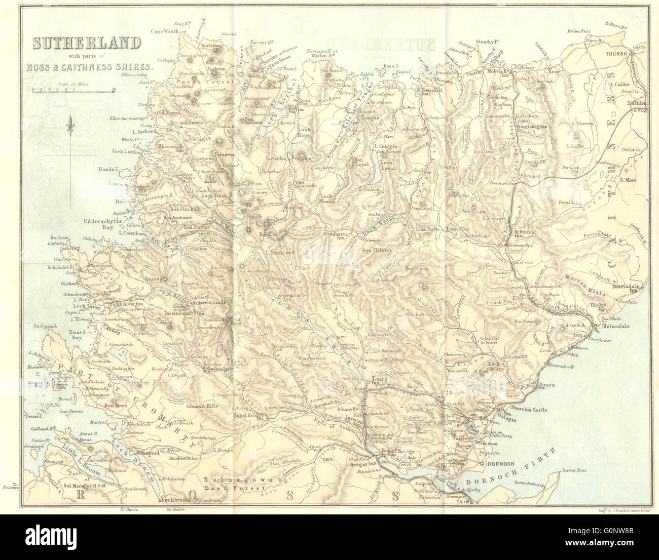 SCOTLAND: Sutherland, with parts of Ross shire & Caithness shire, 1887 ...