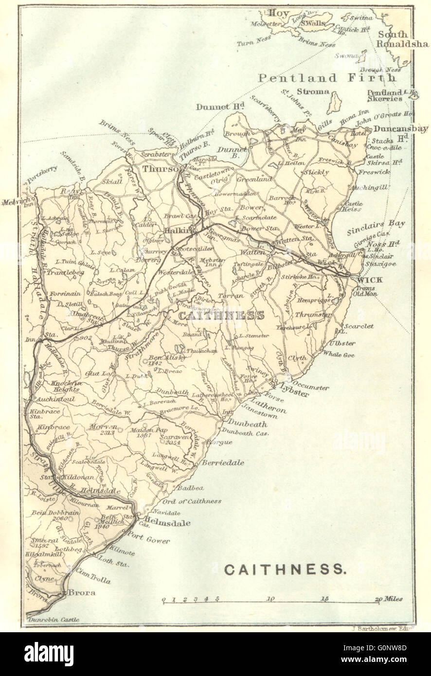 CAITHNESS: Pentland Firth. Thurso. Scotland, 1887 antique map Stock ...