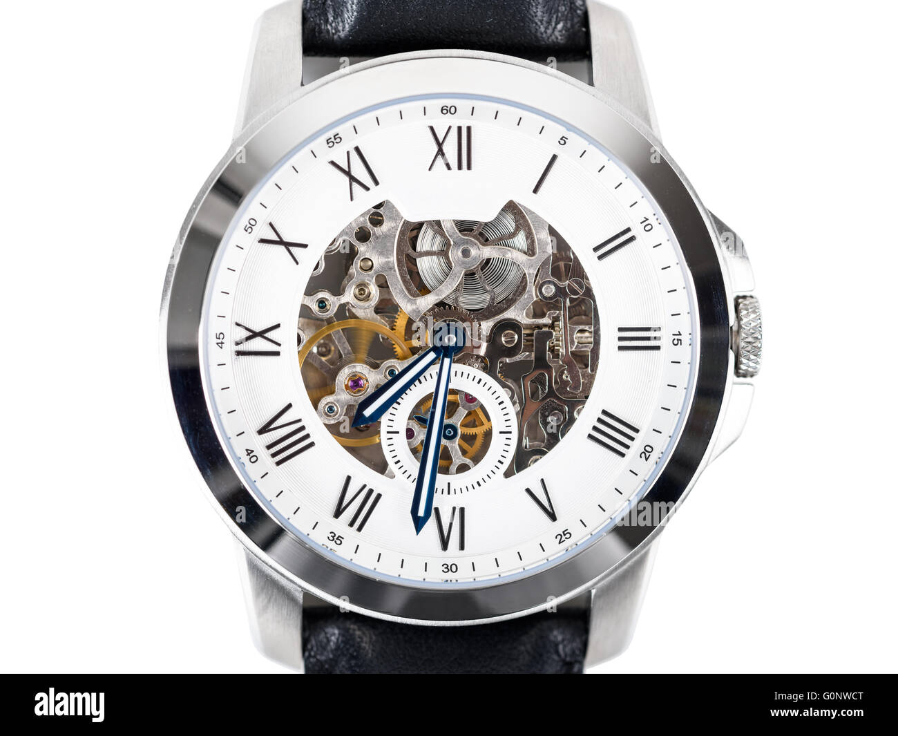 Automatic Men Watch With Visible Mechanism Isolated On White Stock ...
