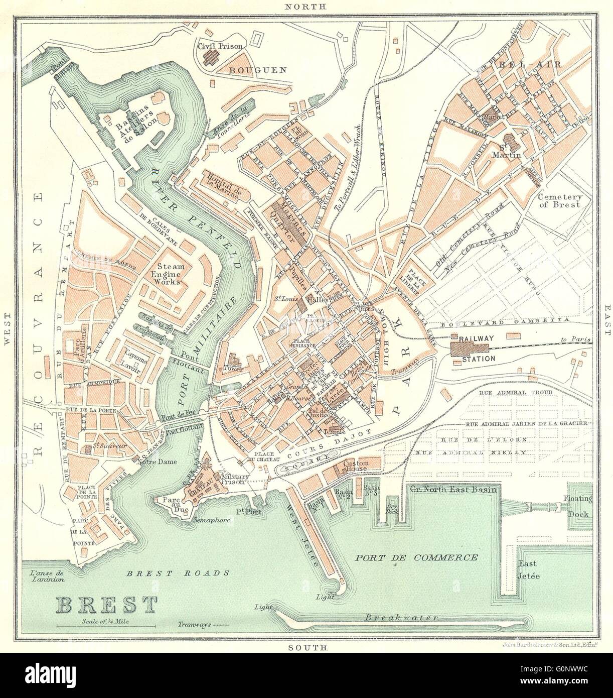 Brest map hi-res stock photography and images - Alamy