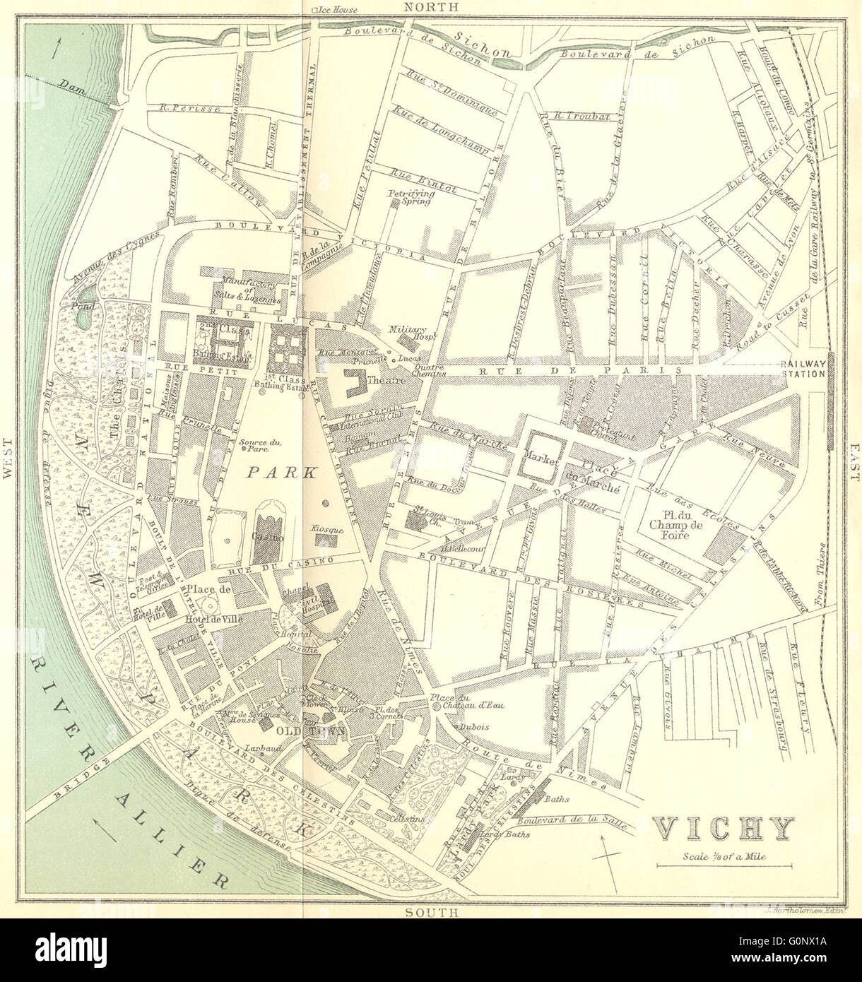ALLIER: Vichy, 1899 antique map Stock Photo - Alamy