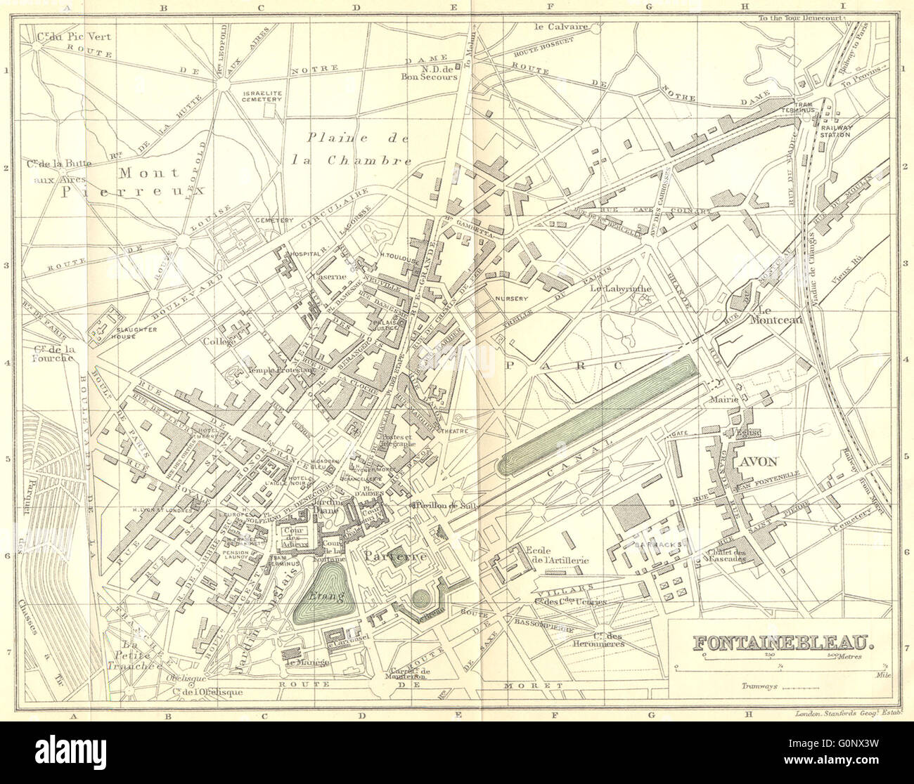 SEINE-MARNE: Fontainebleau, 1899 antique map Stock Photo - Alamy