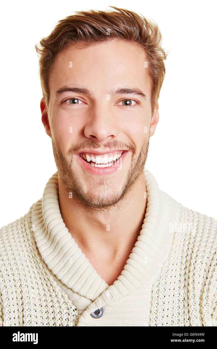 Headshot of a young happy smiling man Stock Photo - Alamy
