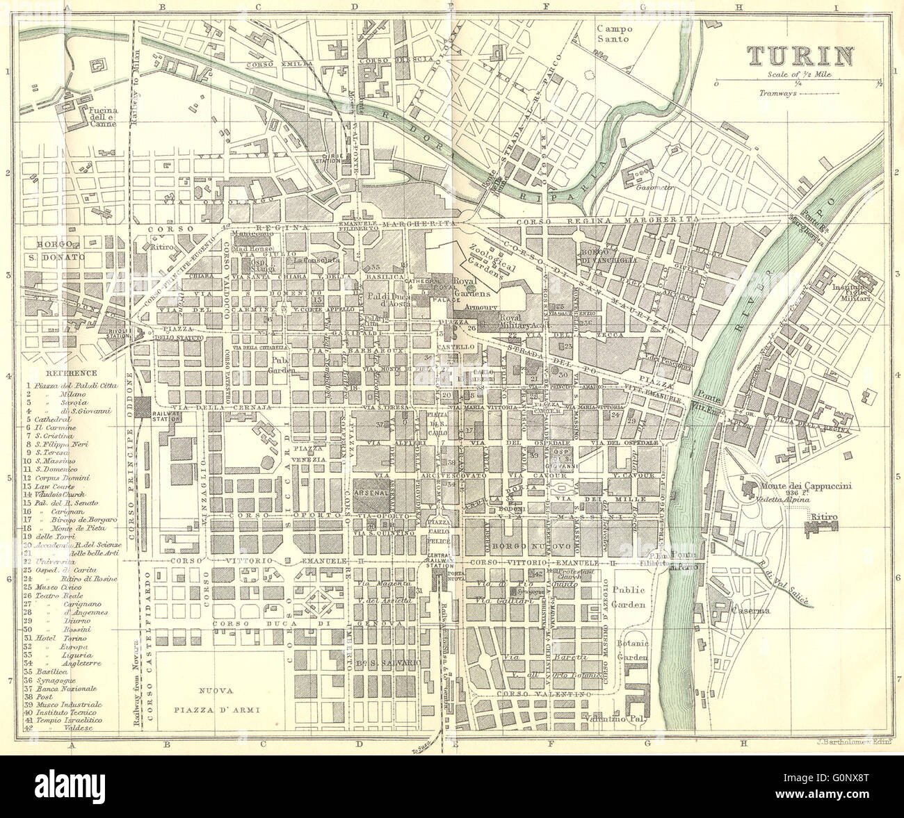 ITALY: Turin, 1899 antique map Stock Photo - Alamy