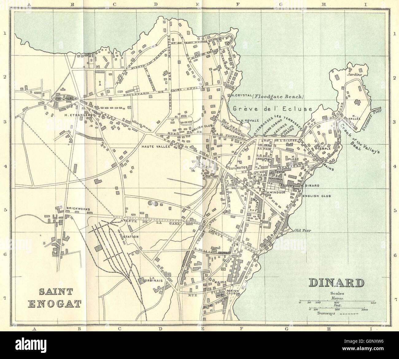 DINARD & SAINT ENOGAT town/city plan de la ville. Ille-et-Vilaine, 1914 ...