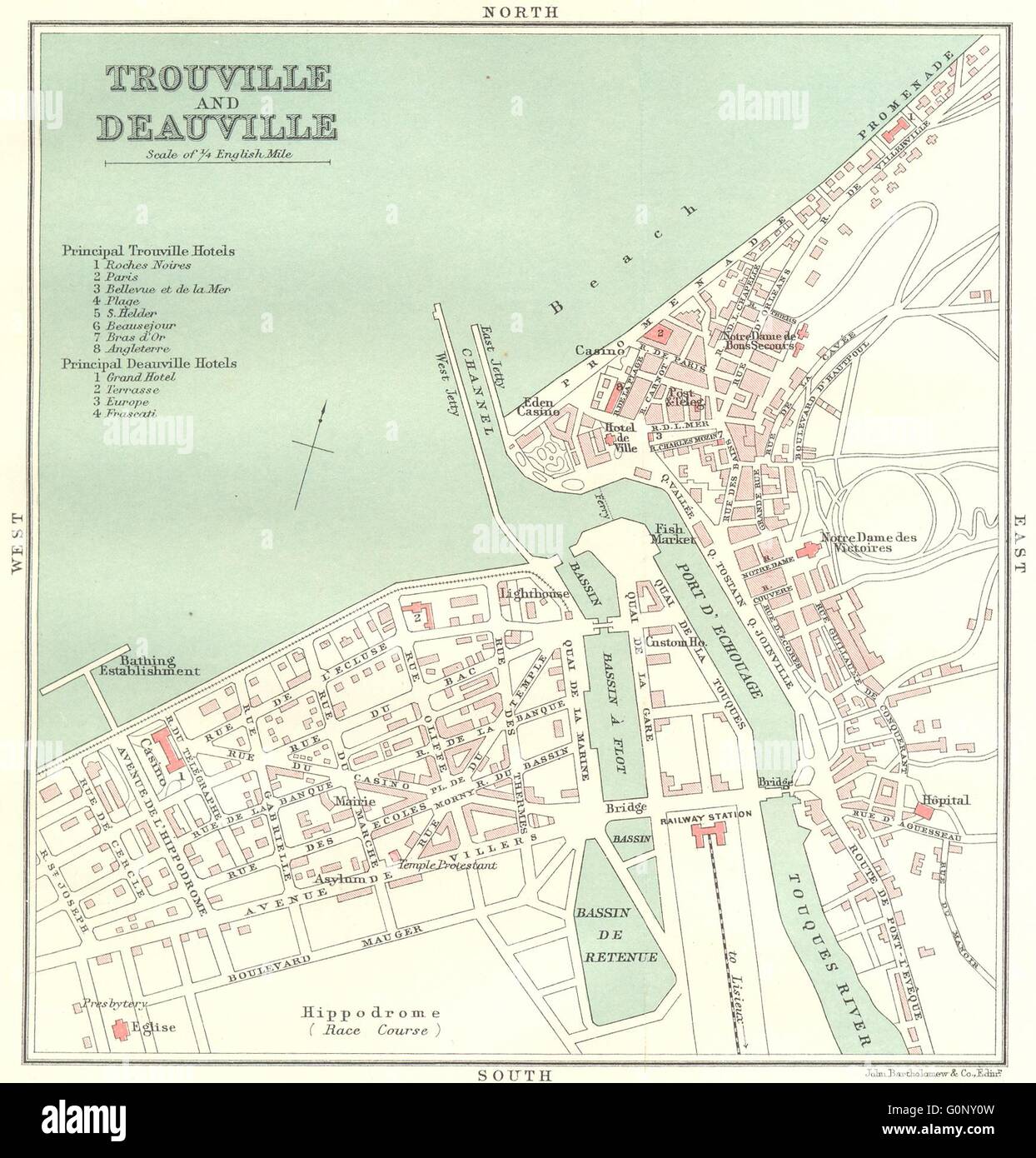 CALVADOS: Paris Falaise: Trouville Deauville, 1913 antique map Stock ...