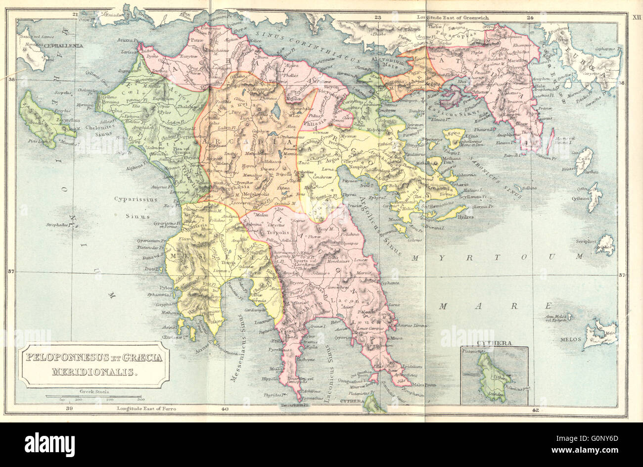 Map of the peloponnesus hi-res stock photography and images - Alamy