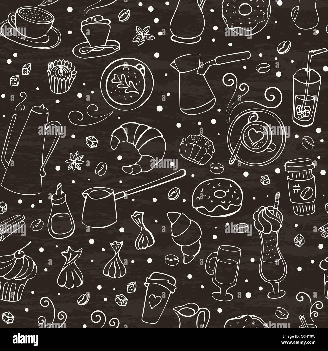 Coffee outline seamless pattern Stock Vector Image & Art - Alamy