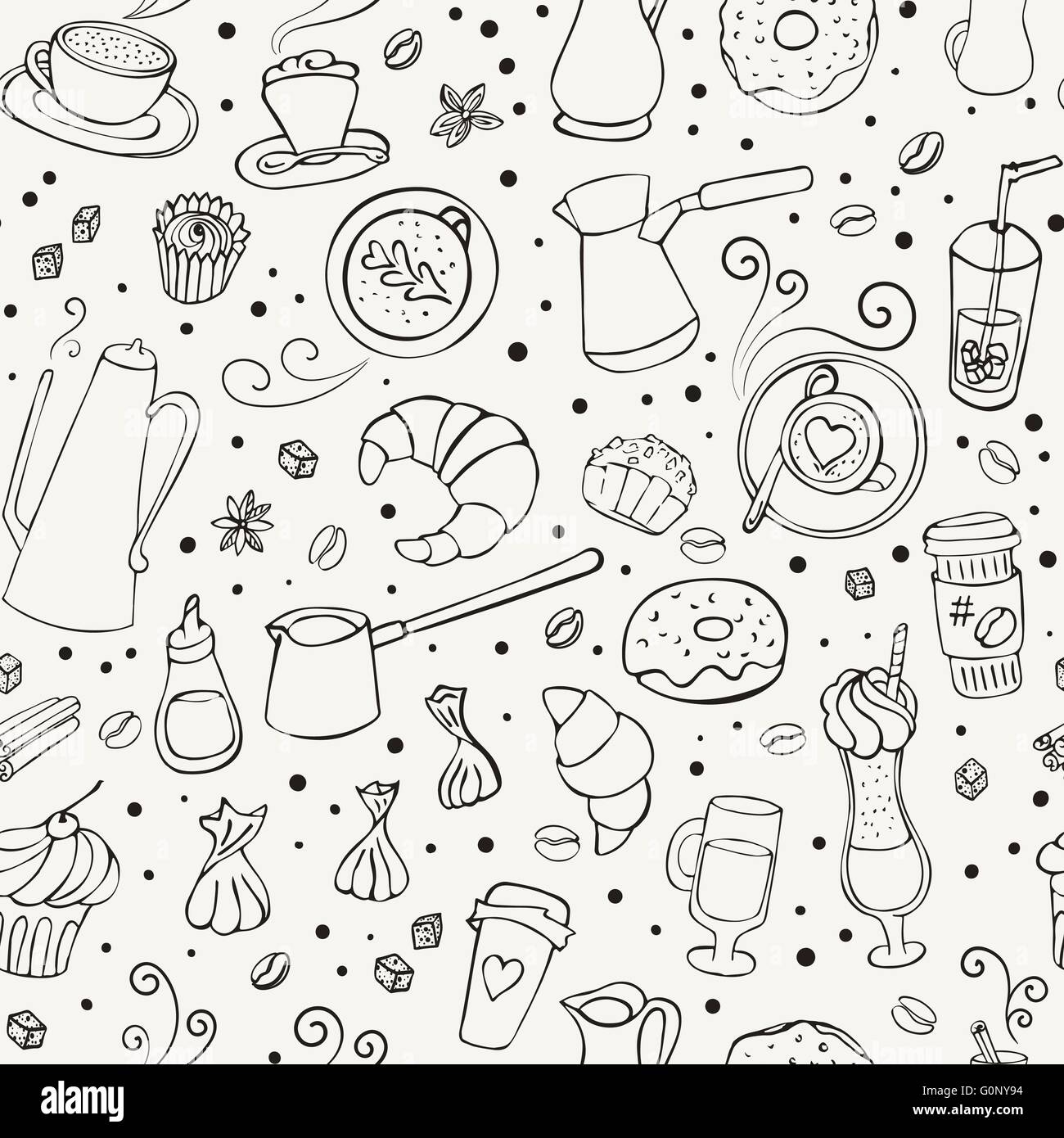 Coffee outline seamless pattern Stock Vector Image & Art - Alamy