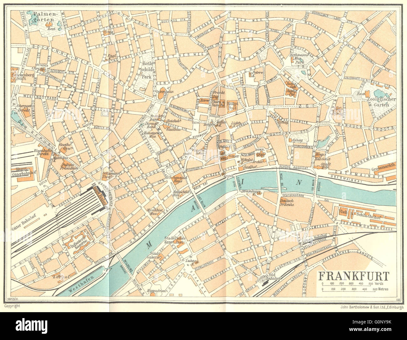 GERMANY: Frankfurt, 1931 vintage map Stock Photo - Alamy