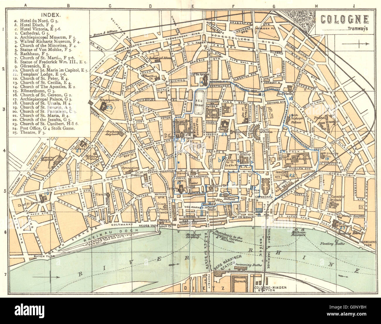 GERMANY: Cologne, 1910 antique map Stock Photo - Alamy