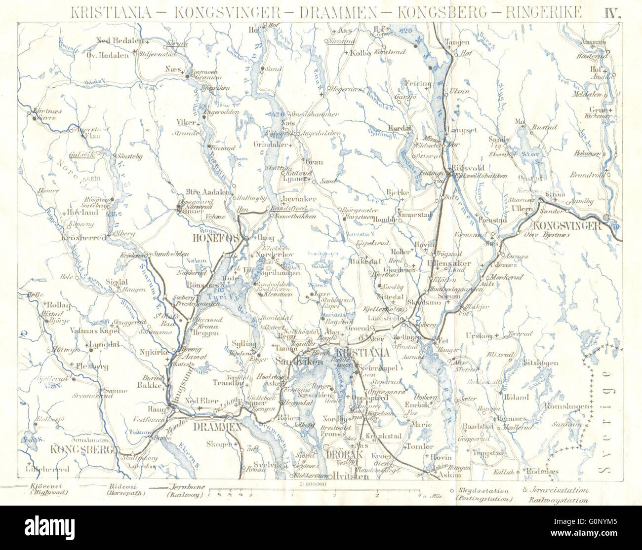 OSLO REGION. Kristiania-Kongsvinger-Drammen-Kongsberg-Ringerike, 1896 ...