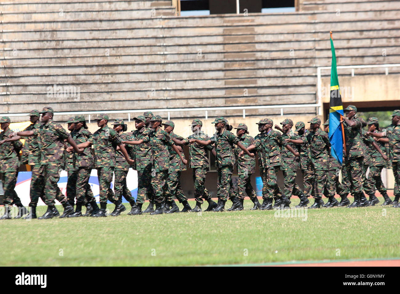 A formation of Rwandan soldiers parade during the launch of the 9th ...