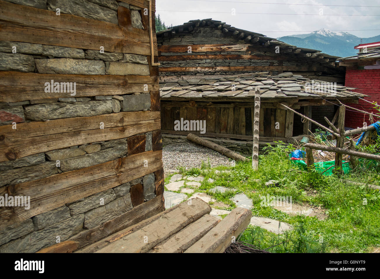 A beautiful Himalayan Log House in the traditional style with ...