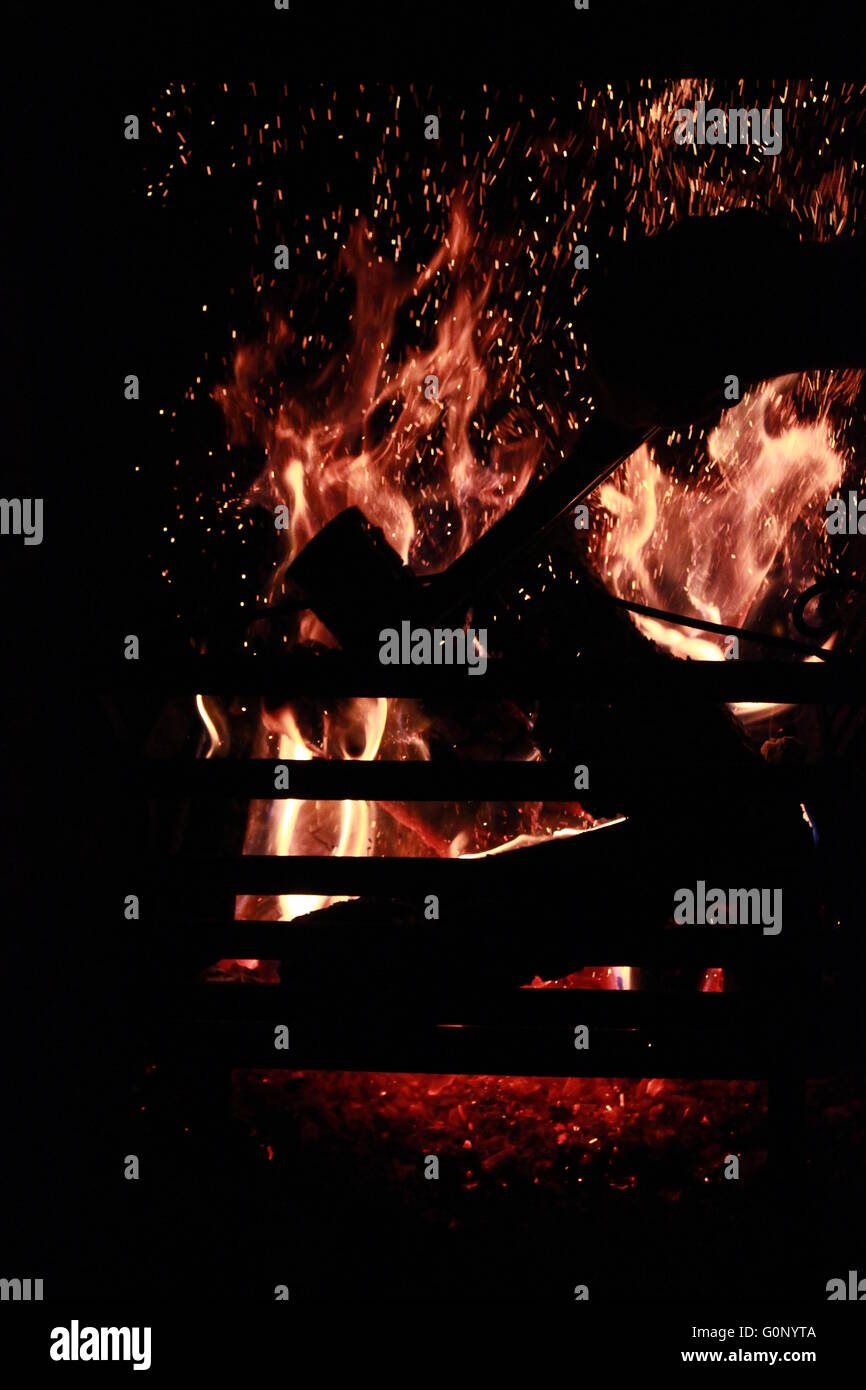 A beautiful fire on a winters night Stock Photo - Alamy