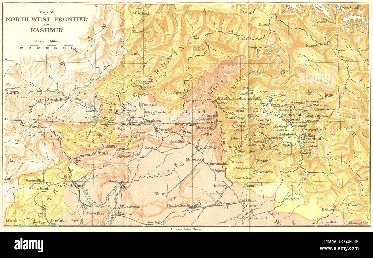 BRITISH INDIA/PAKISTAN: Map of the North West Frontier, Kashmir ...