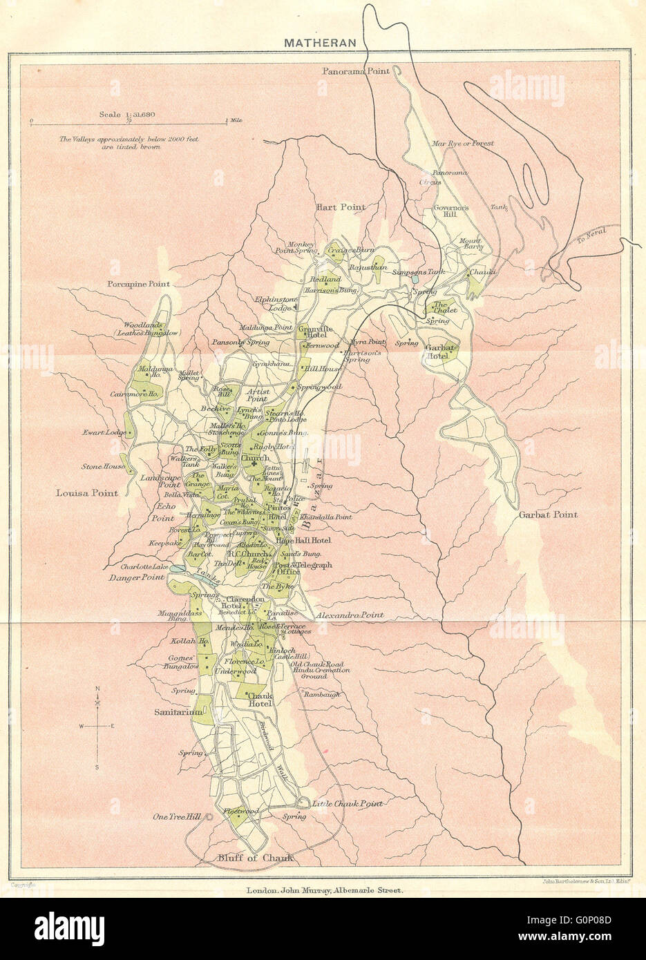 BRITISH INDIA: Matheran Hill station. Maharashtra., 1924 vintage map ...