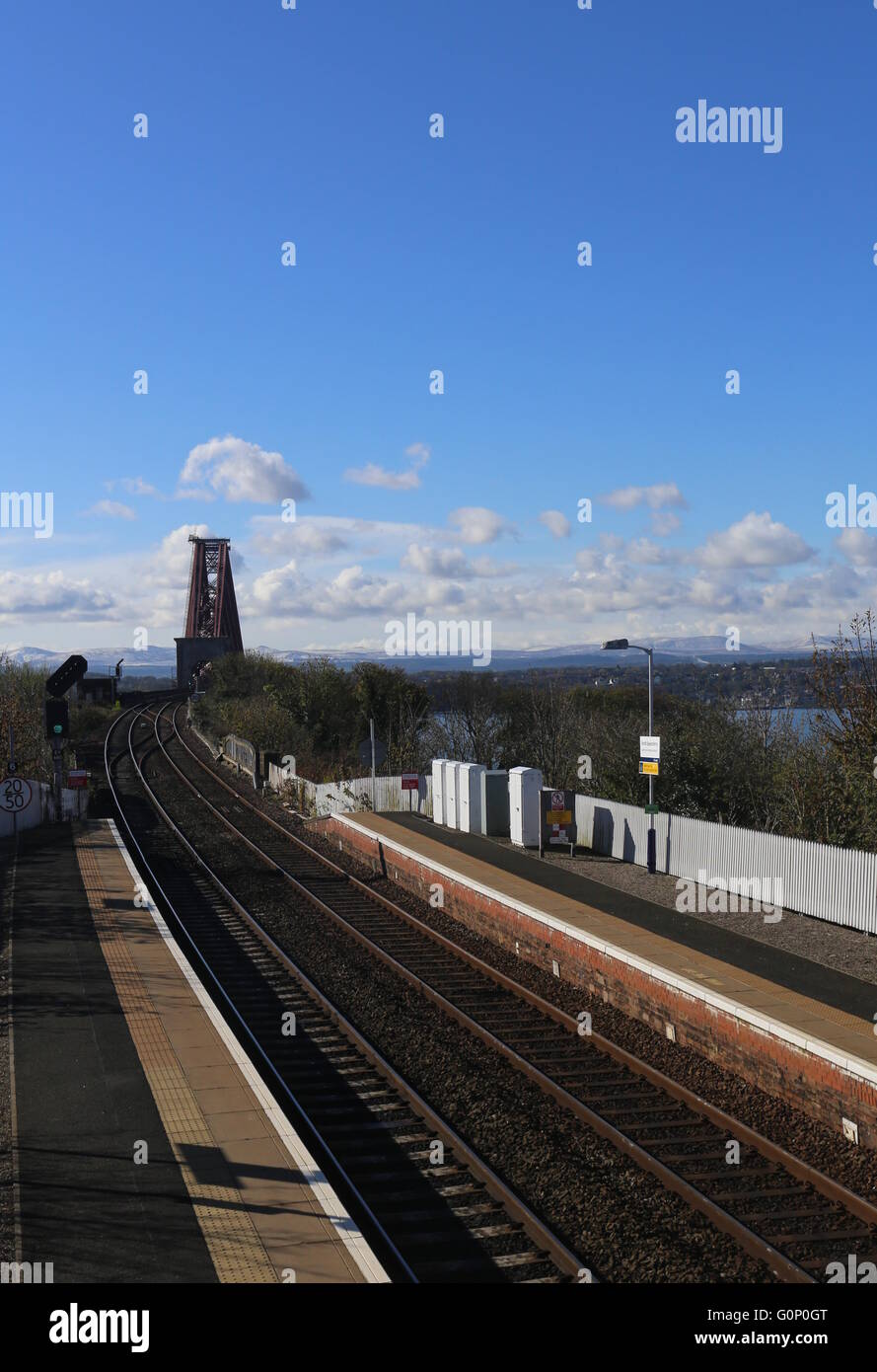 North Queensferry railway station and Forth Rail Bridge Fife Scotland ...