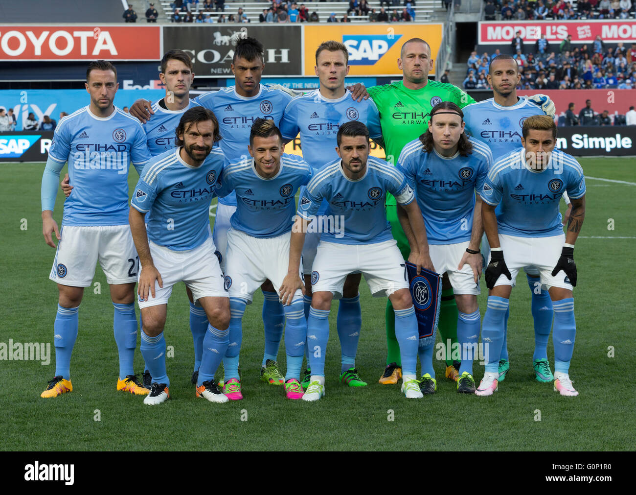 New York, NY USA - April 27, 2016: NYC FC team poses before MLS game ...