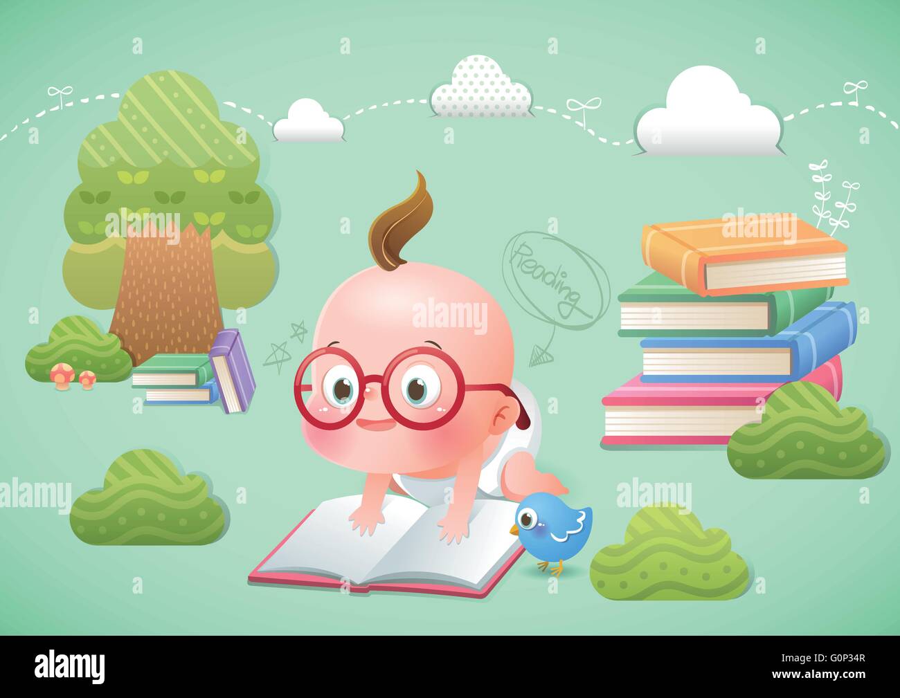 Baby reading Stock Vector Images - Alamy