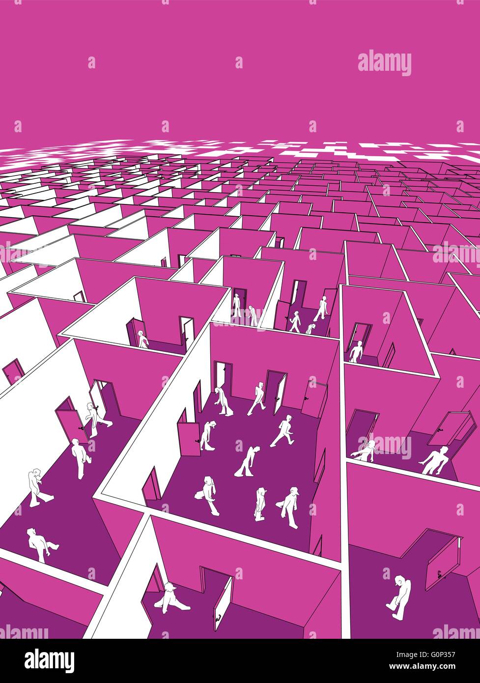 lost and confused people in endless cubical labyrinth Stock Vector ...