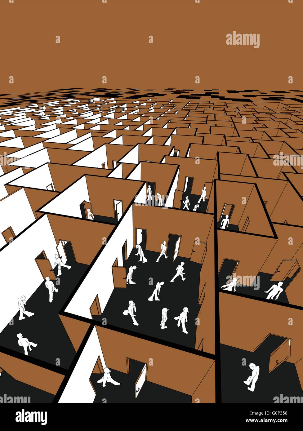 lost and confused people in endless cubical labyrinth Stock Vector ...