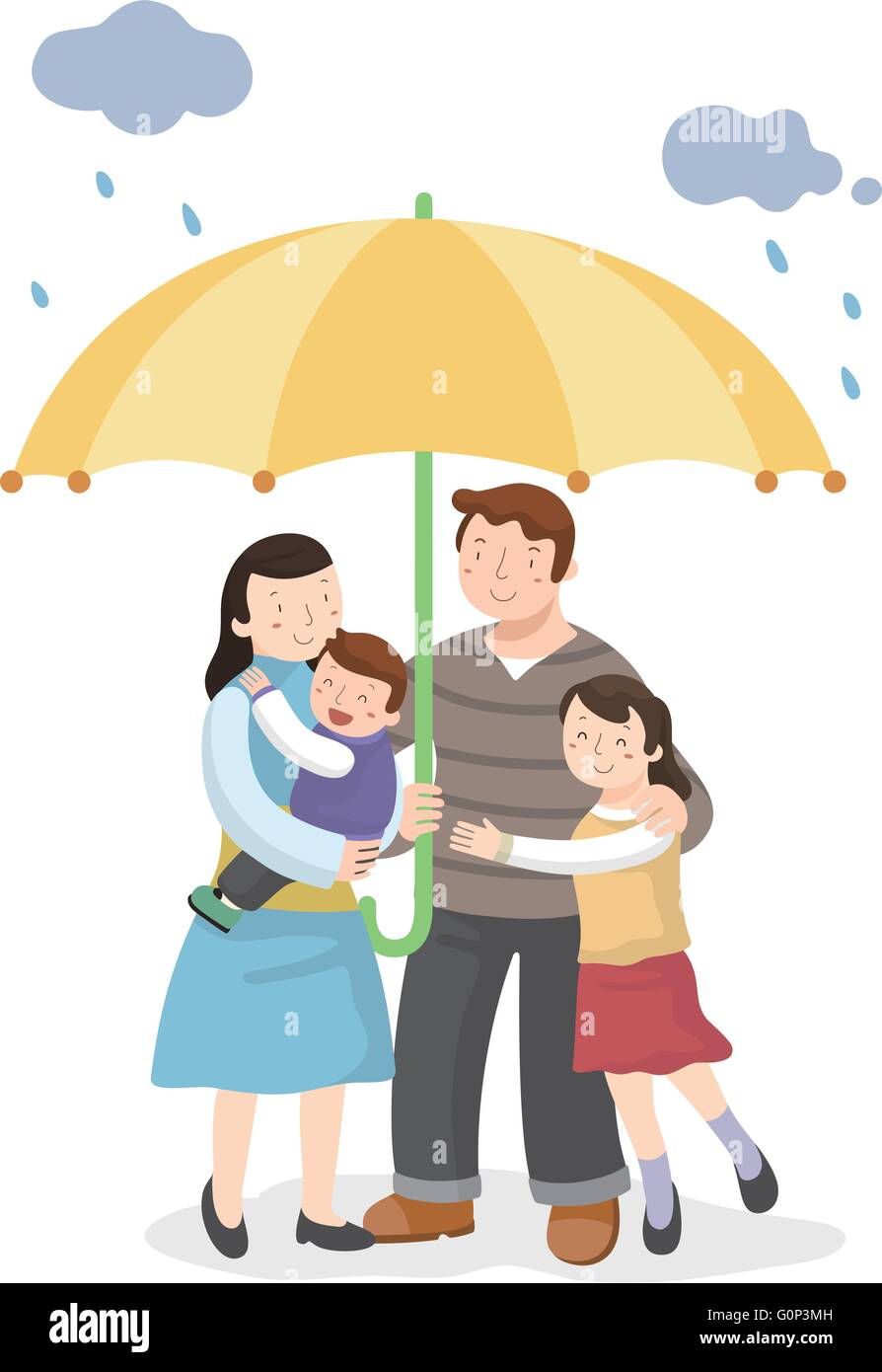 Family umbrellas Stock Vector Images - Alamy