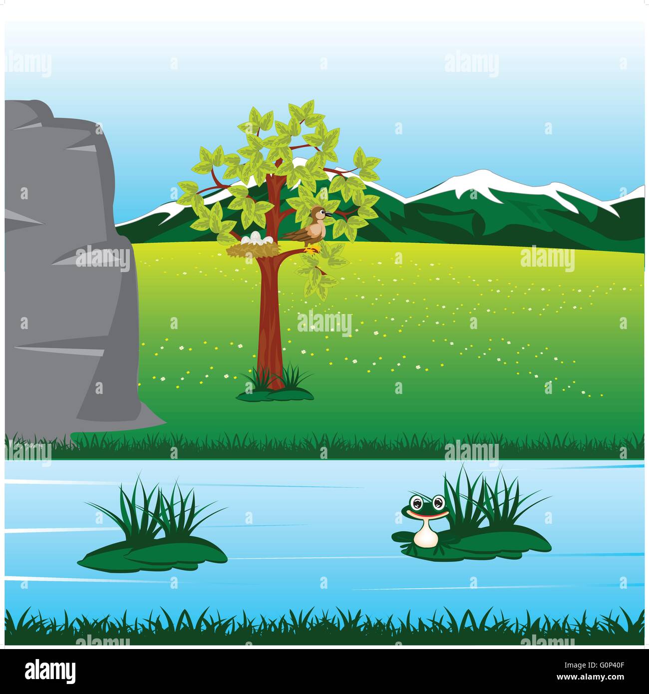 Landscape with river Stock Vector Image & Art - Alamy