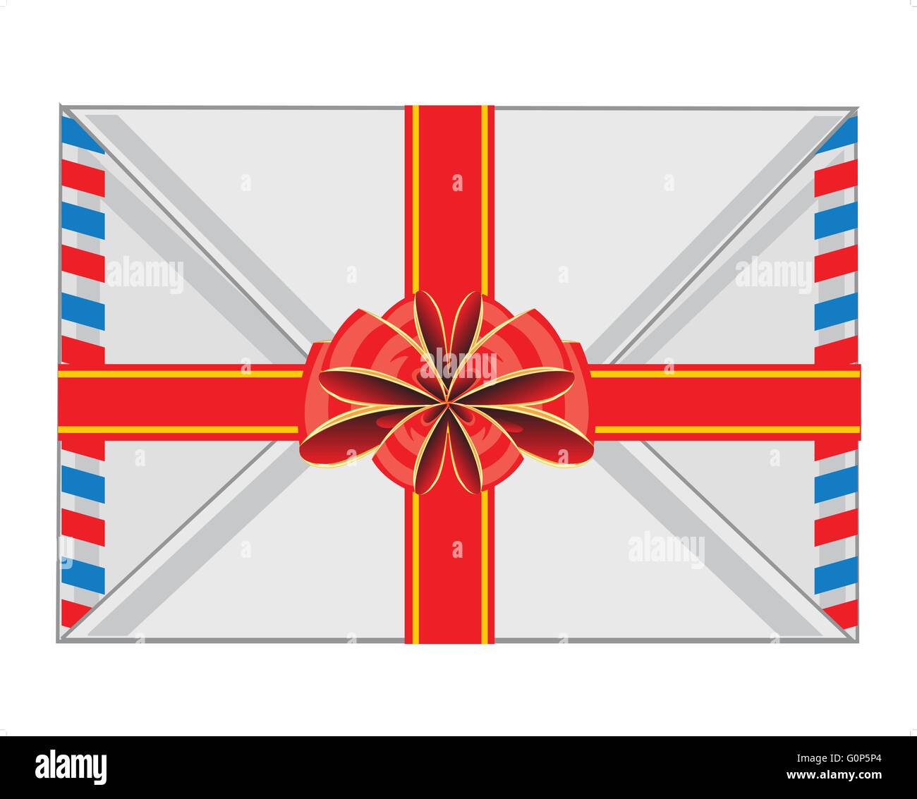 The Postal envelope decorated by red bow.Vector illustration Stock ...