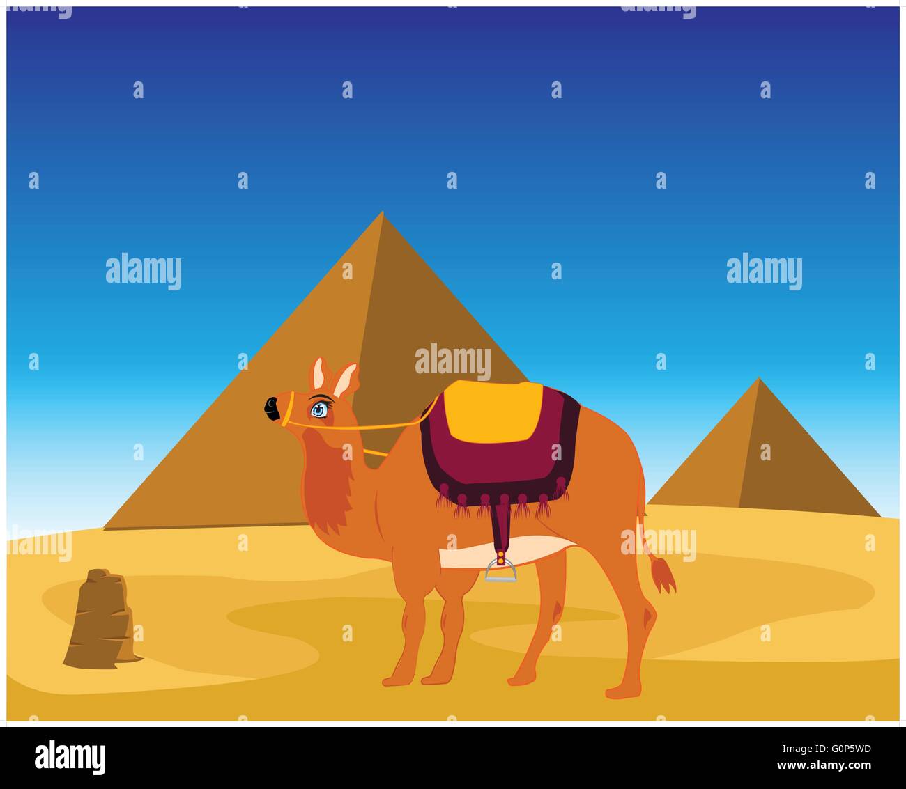 The Landscape of the egyptian pyramids and animal camel Stock Vector ...