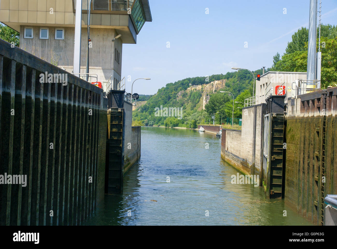 A lock on the Rhine–Main–Danube Canal near Regensburg, Bavaria, Germany ...