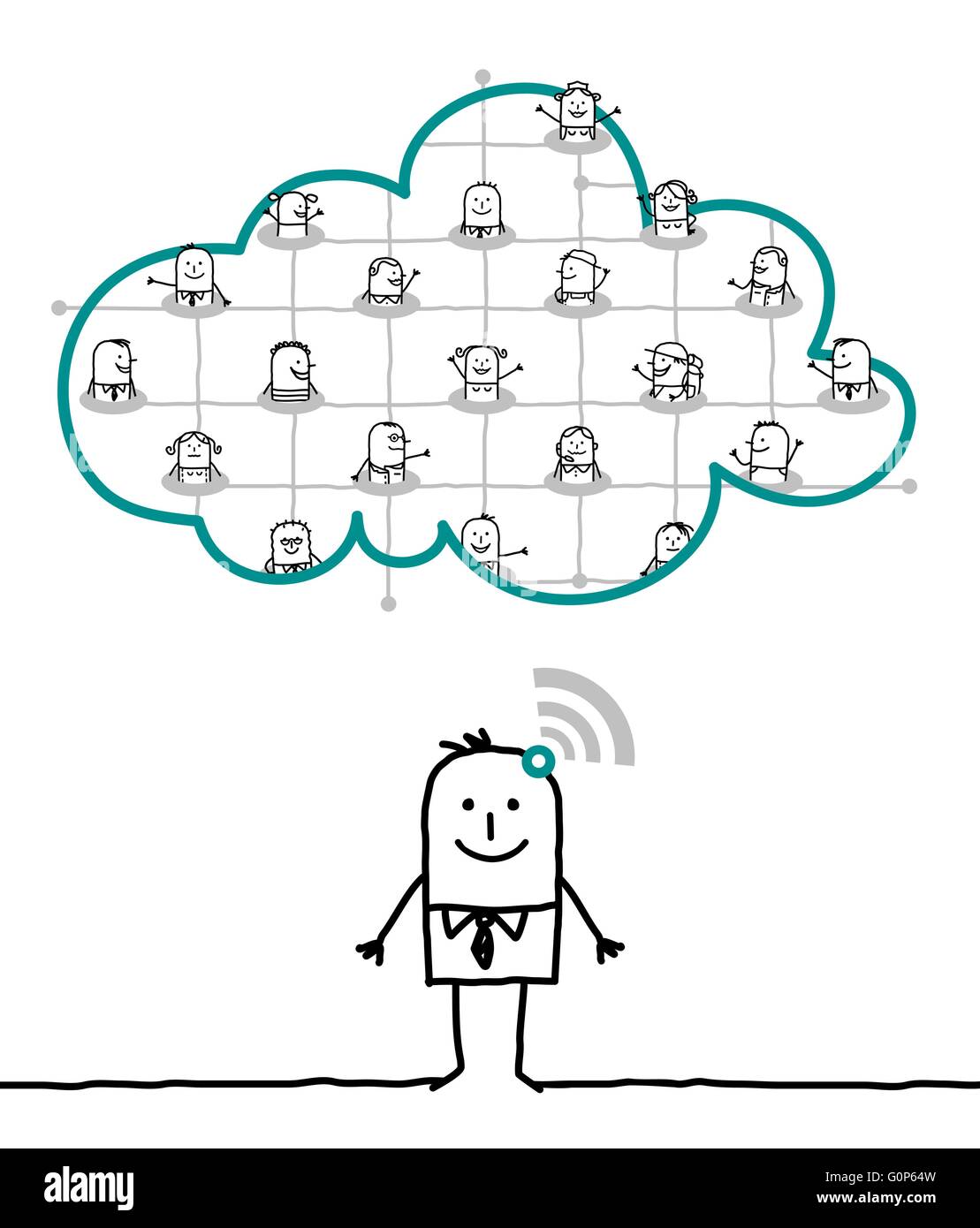 cartoon characters and cloud - network Stock Vector Image & Art - Alamy