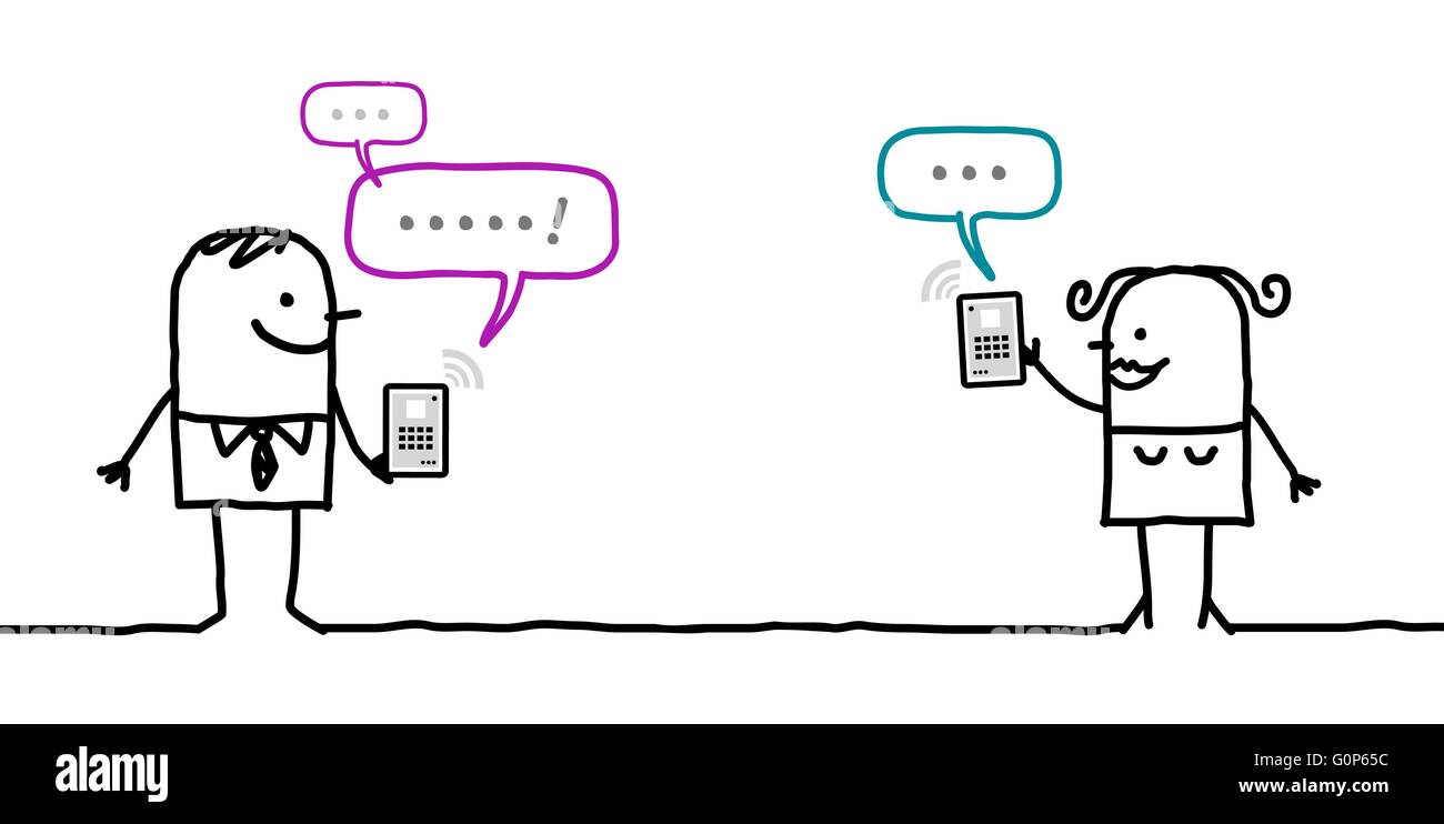 cartoon characters with tablet - message Stock Vector Image & Art - Alamy