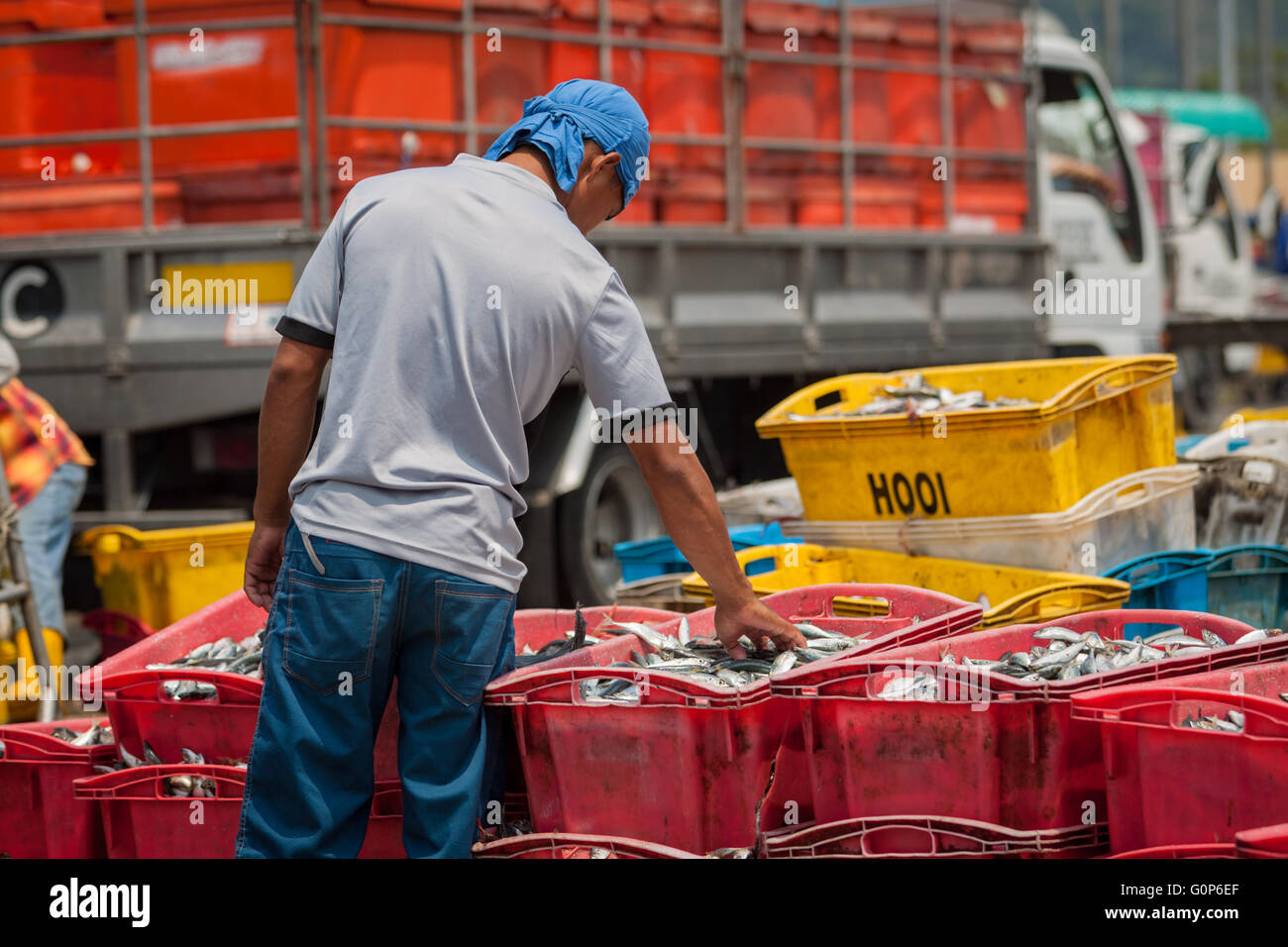 China dock workers hi-res stock photography and images - Alamy