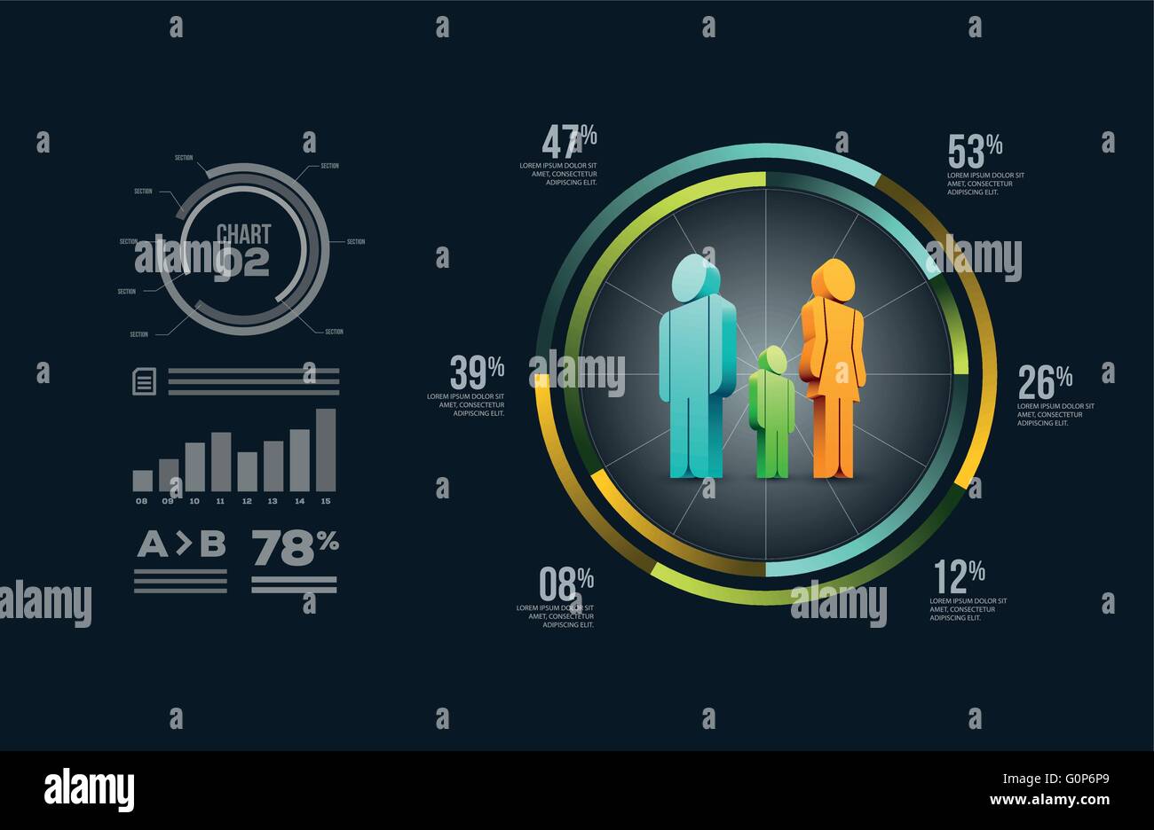 Vector people infographic design template. Elements are layered separately in vector file Stock ...