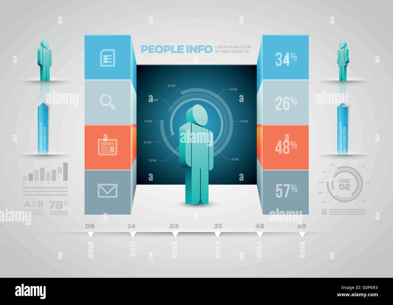 Vector people infographic design template. Elements are layered separately in vector file Stock ...