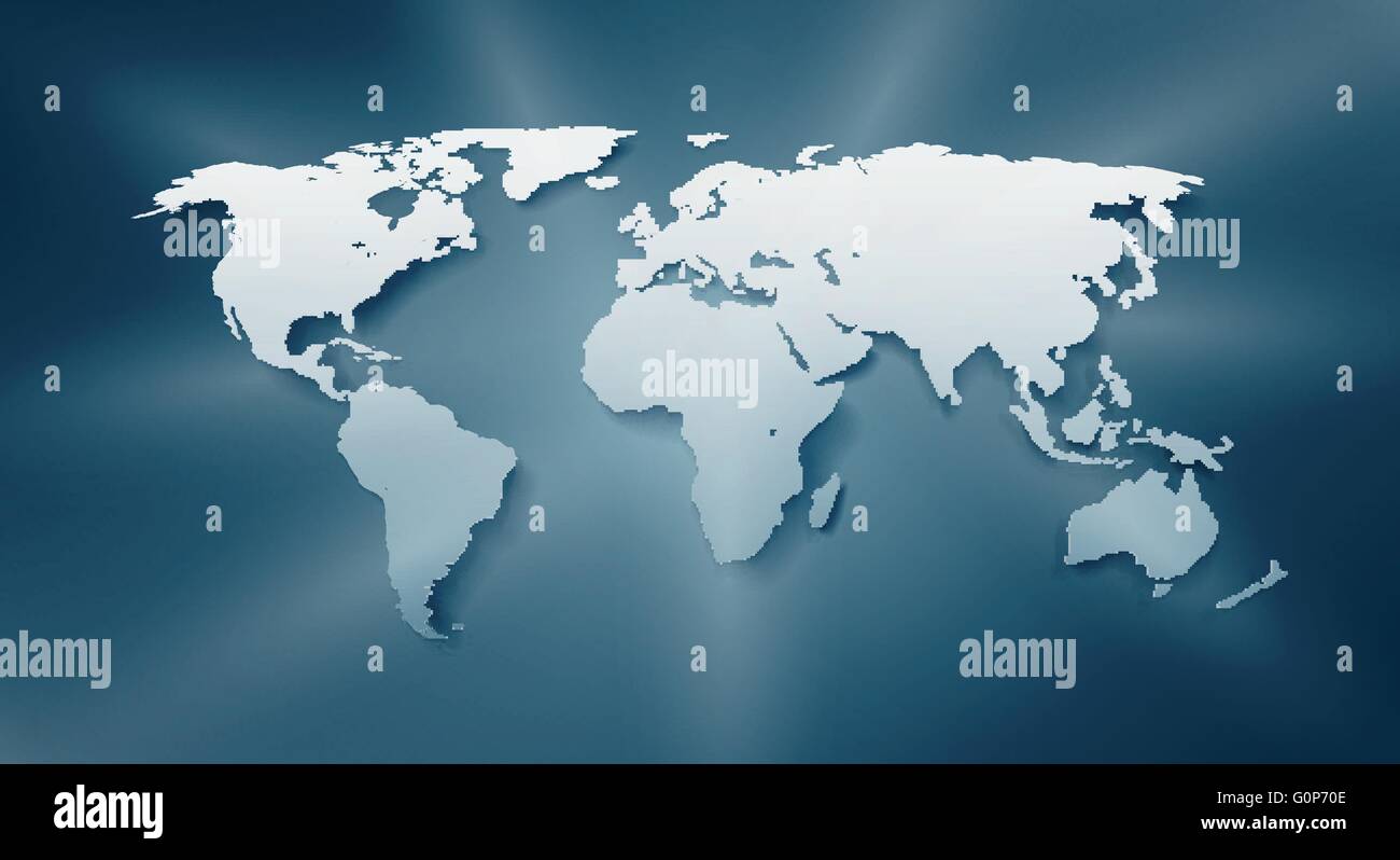 Vector world map. Shadows are layered separately in vector file. Easy ...