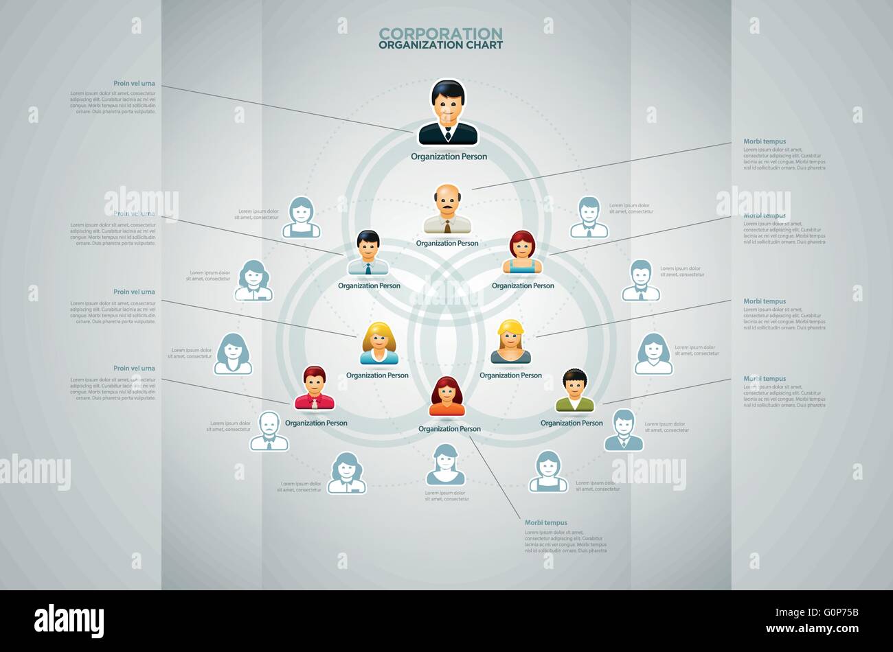 Corporate organization chart with business people icons. Vector ...
