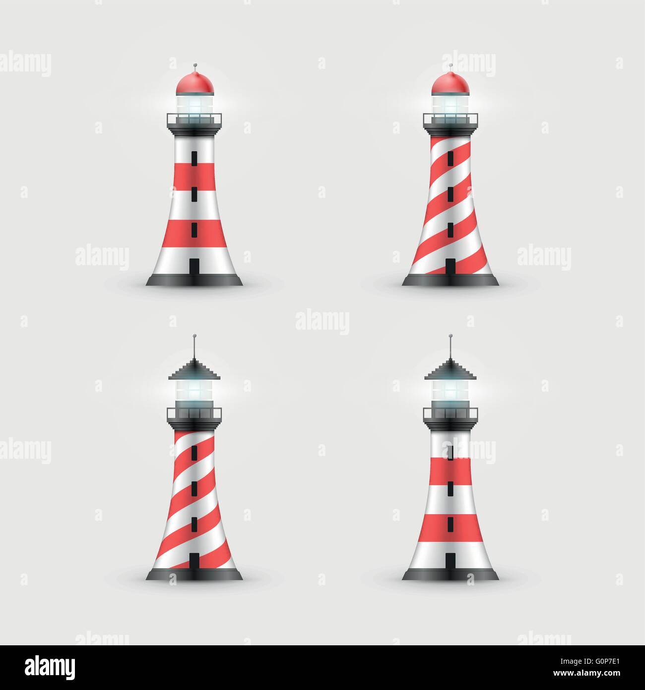 Vector lighthouse illustration. Icon set Stock Vector Image & Art - Alamy