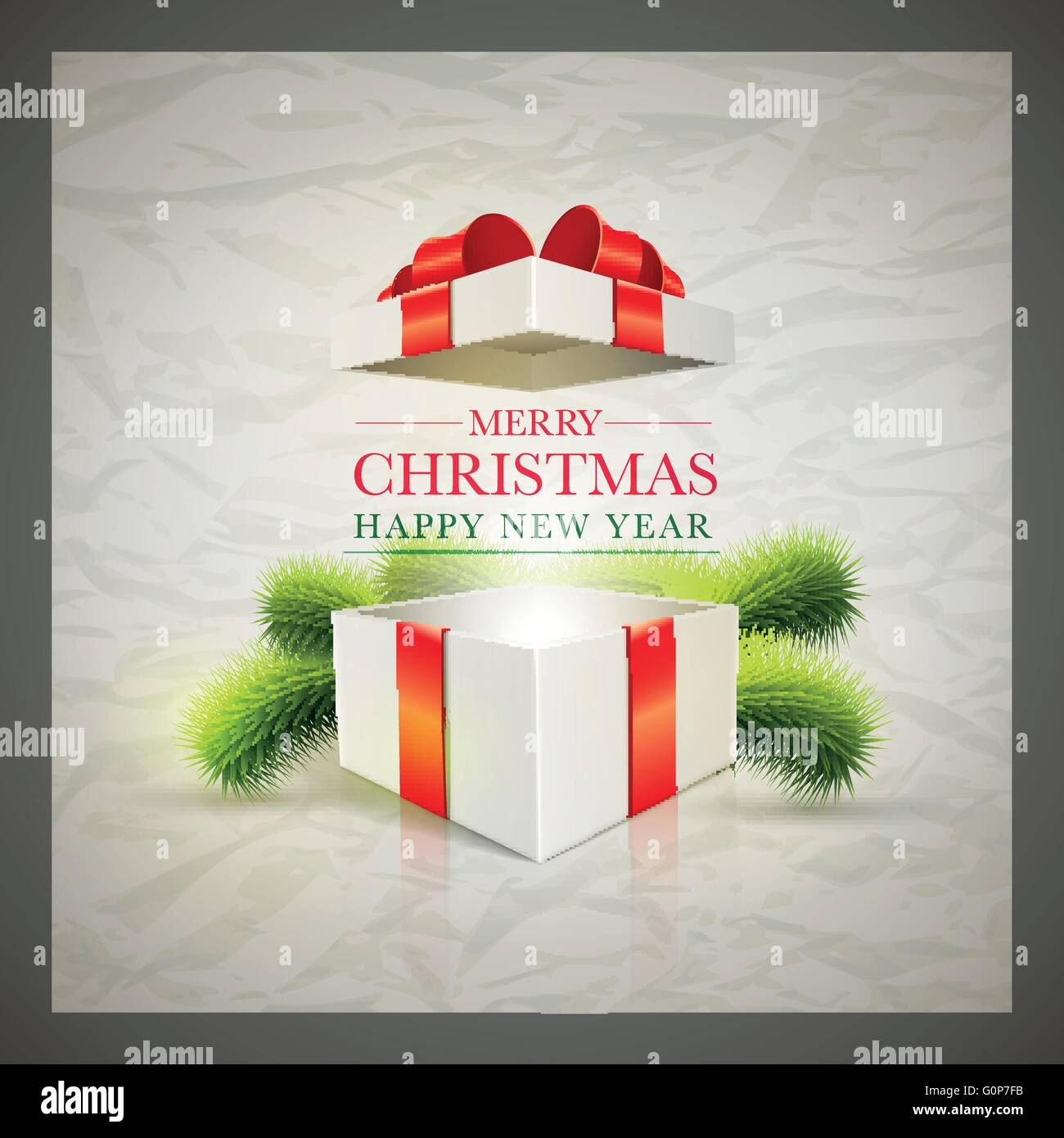 Vector retro Christmas card design template with wrinkled paper ...