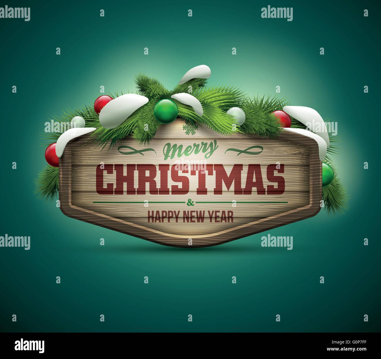 Vector realistic illustration of wooden christmas message board ...