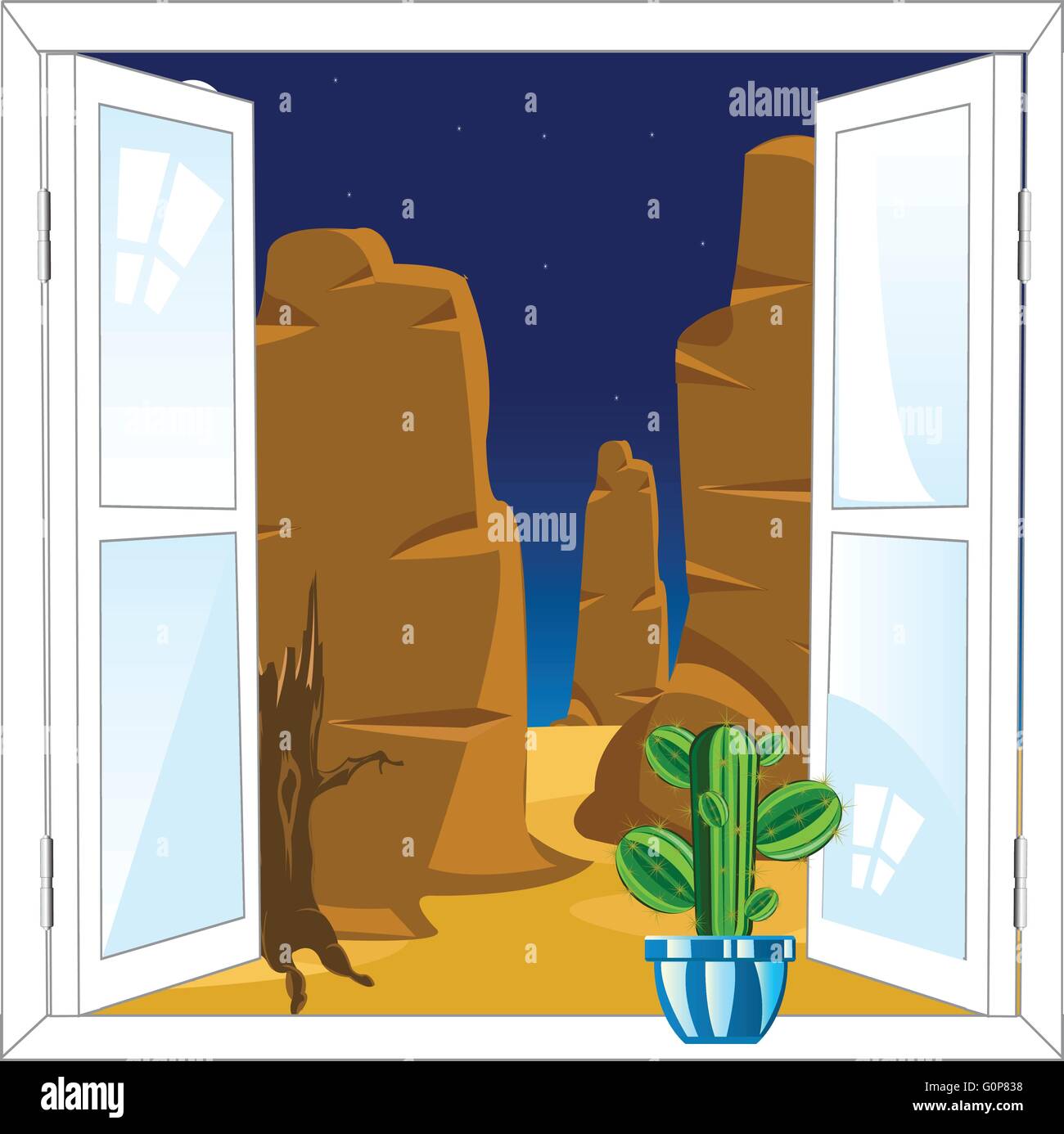 Window of stone nature view Stock Vector Images - Alamy