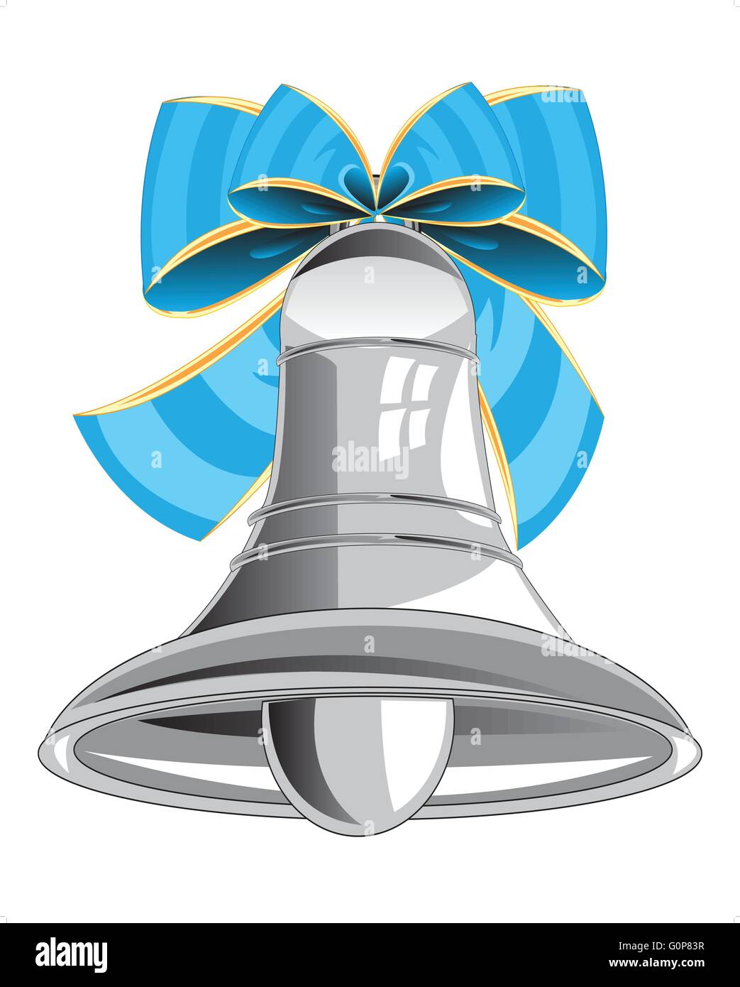 Bell from metal decorated by blue bow Stock Vector Image & Art - Alamy