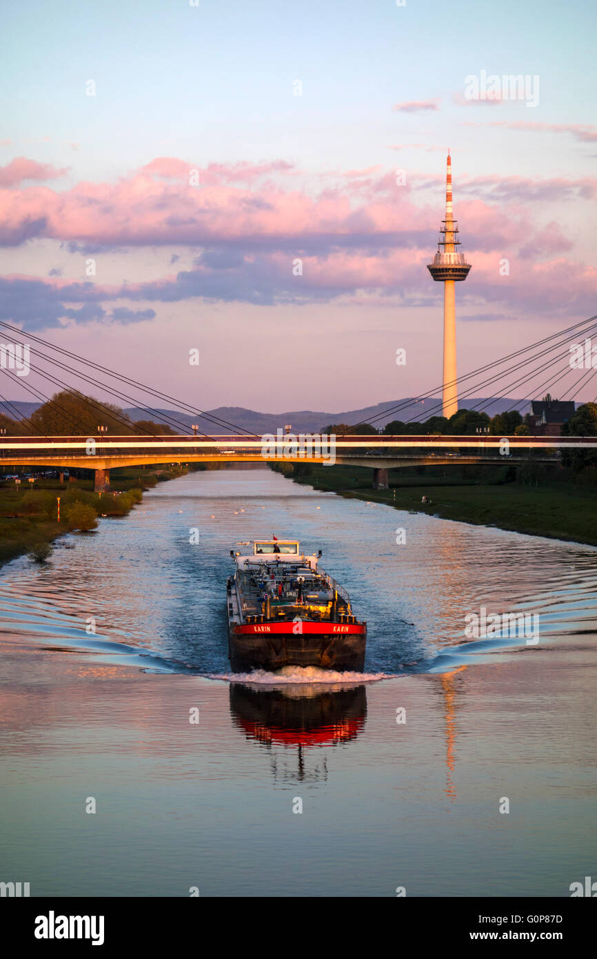 Freight ship on Neckar river, Mannheim Stock Photo - Alamy