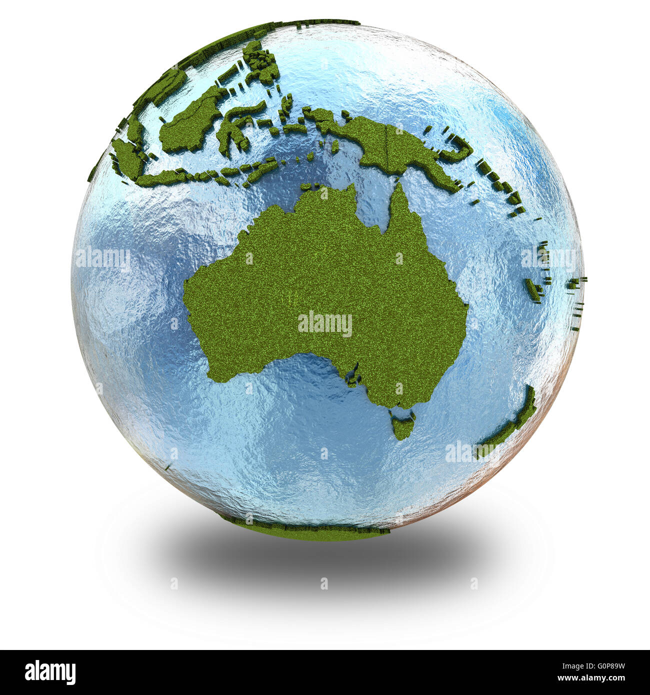 Australia on 3D model of planet Earth with grassy continents with ...