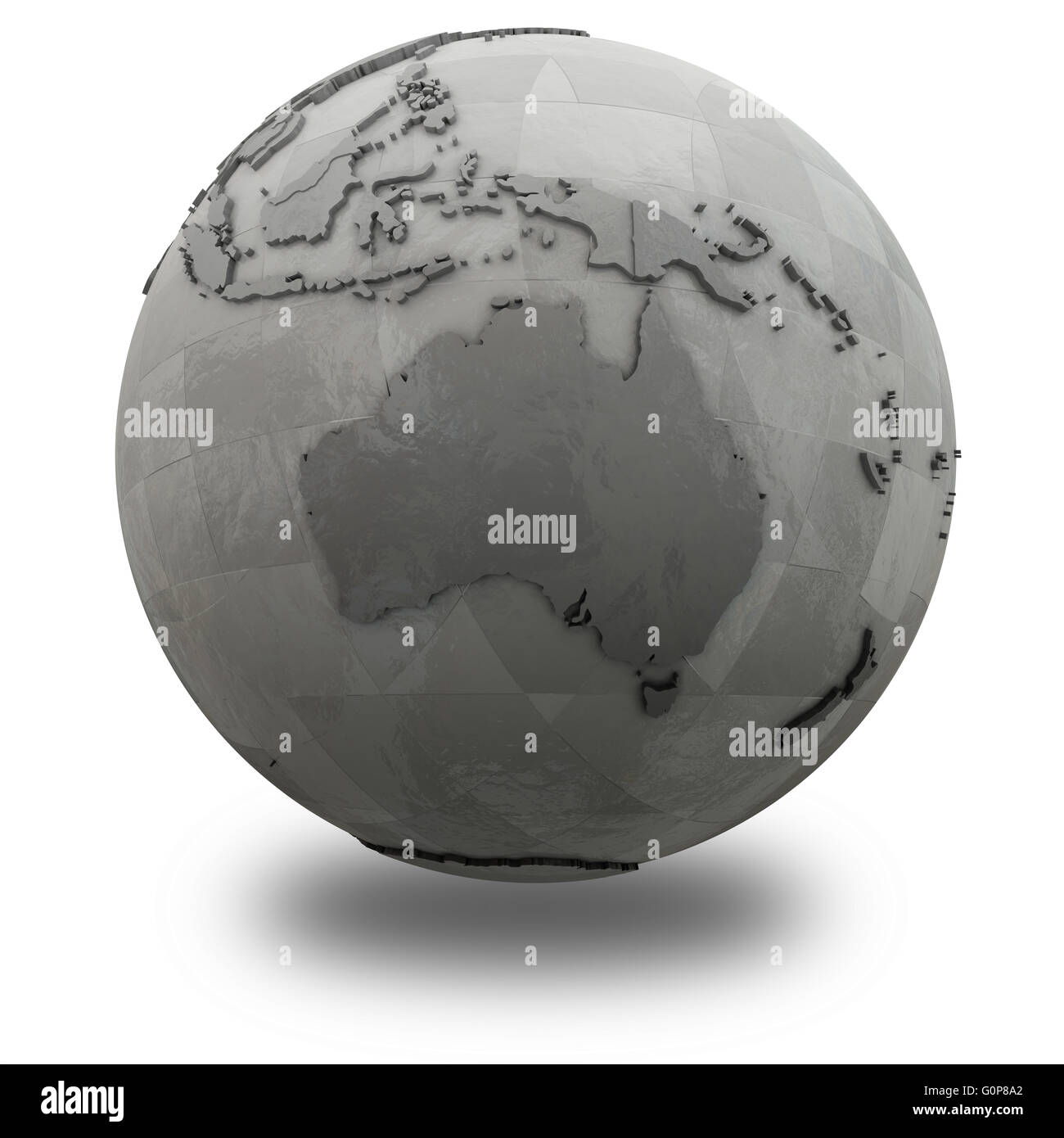 Australia on 3D model of metallic planet Earth made of steel plates ...